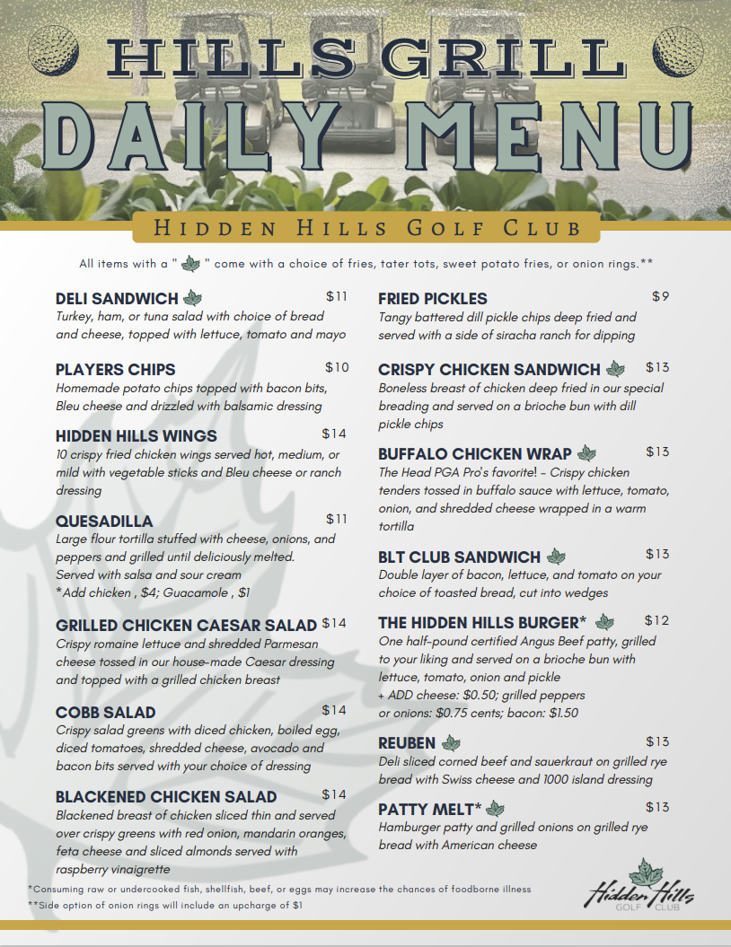 Hills Grill - Hidden Hills Golf Club